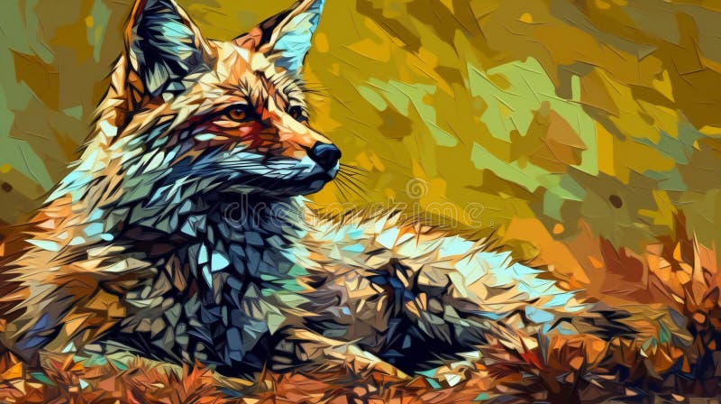 Digital Painting of a Fox in the Autumn Forest Stock Image - Image of ...