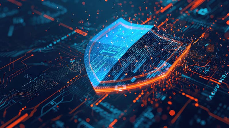 Illustration of Digital Protection Stock Photo - Image of futuristic ...