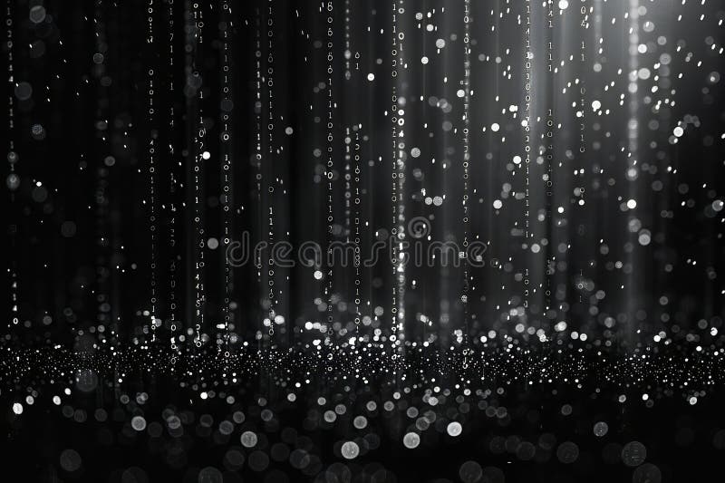 A Digital Rain of Numbers and Symbols, Cascading Down Against a Black ...