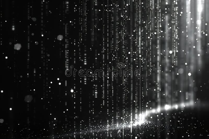 A Digital Rain of Numbers and Symbols, Cascading Down Against a Black ...