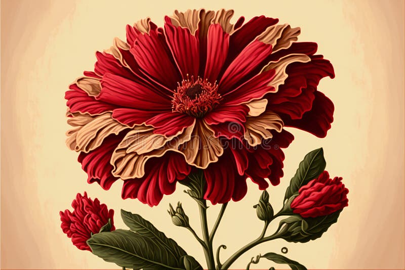 Digital Illustration of a Red Flower, Digital Illustration Painting ...