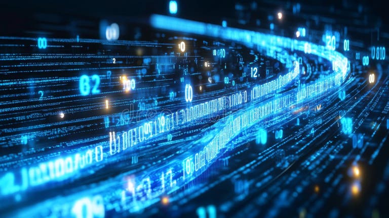 An Illustration of a Digital Road - a Digital Code Road Concept - in 3 ...