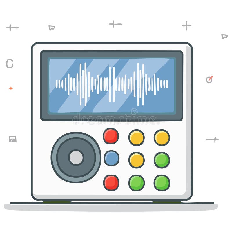 Illustration of a Digital Sound Recorder Device Displaying a Waveform ...
