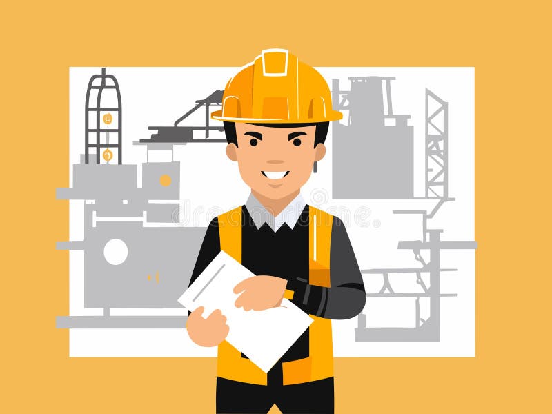Illustration of Diligent Engineer in Technical Pursuit Stock Vector ...