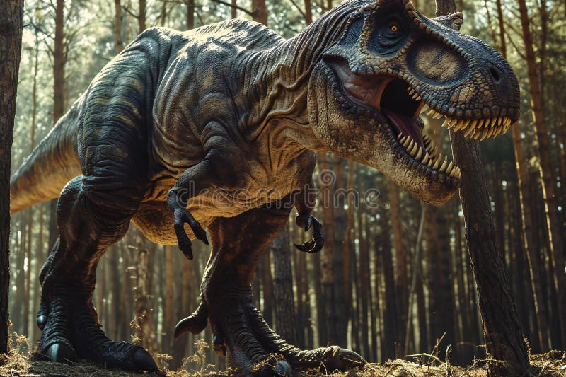 Dinosaur in the Forest, T-rex in the Forest Stock Illustration ...