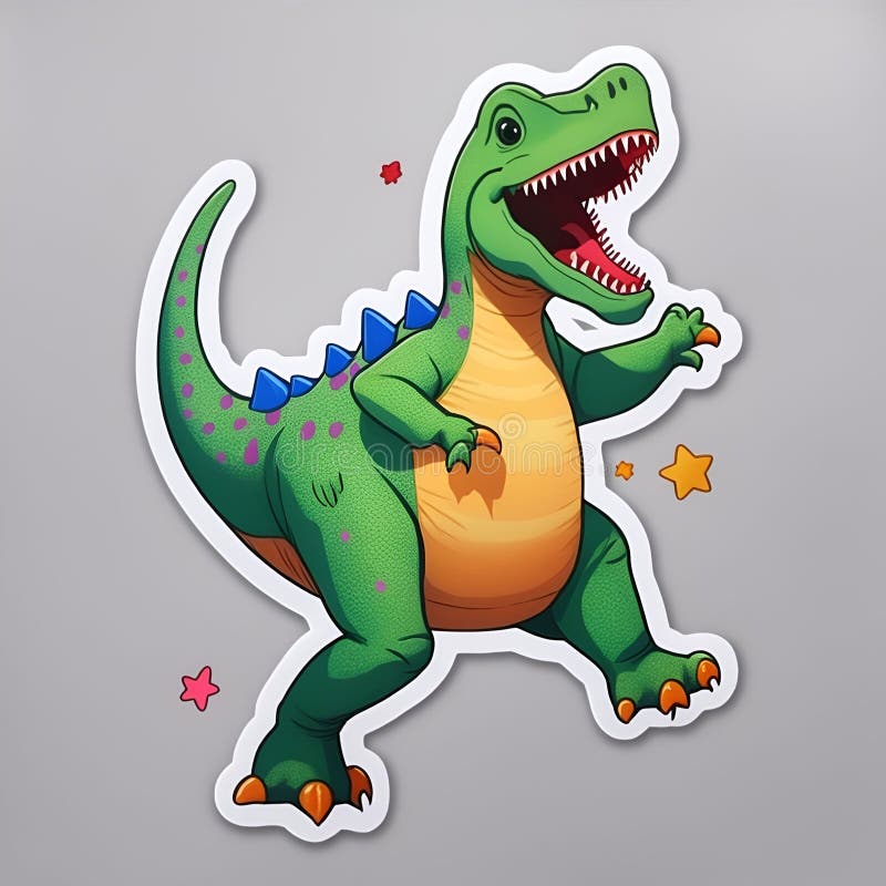 Illustration of a Dinosaur Sticker with Multicolored Stars Around it ...