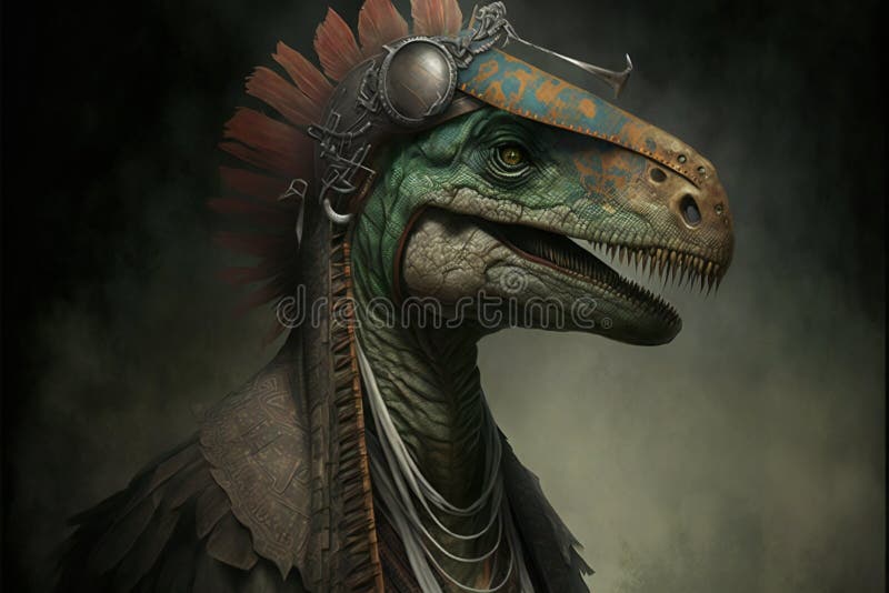 Dinosaurs T-rex Vintage Portrait, Creative Digital Illustration Stock ...