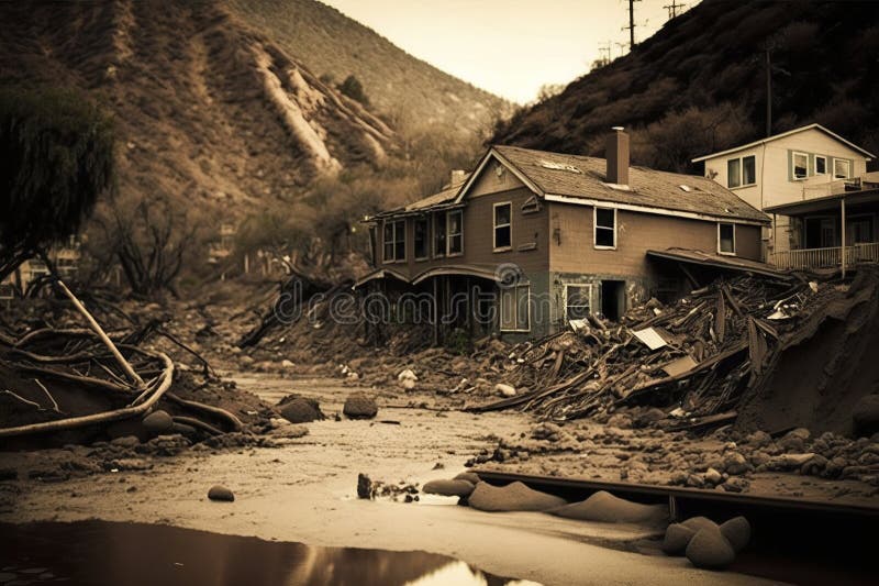 Illustration, Disasters Landslides, Generative Ai Stock Illustration ...