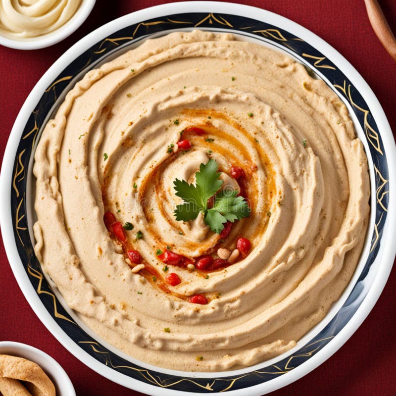 Illustration of a Dish Called Hummus Stock Illustration - Illustration ...