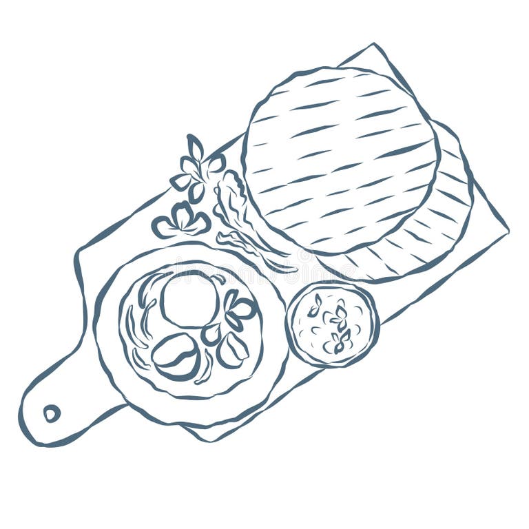 Illustration of Dish with Flatbread. Vector Graphic Stock Illustration ...