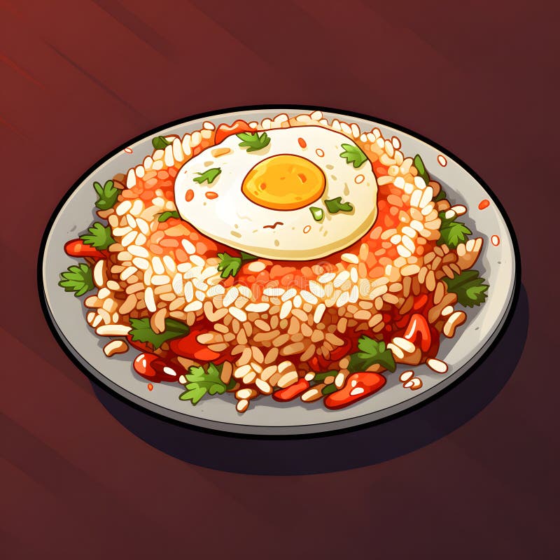 Illustration of a Dish of Fried Rice. Stock Photo - Image of plate ...
