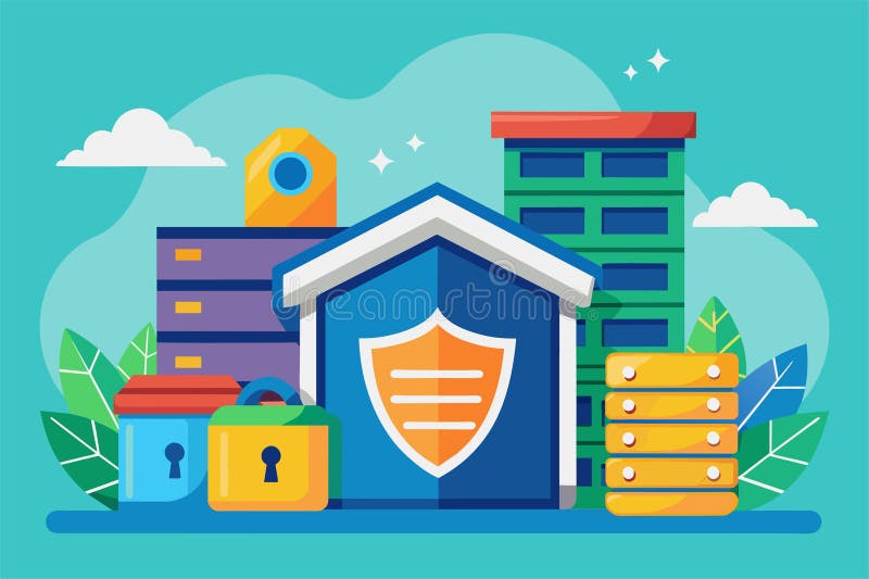 An Illustration Displaying a Secure Storage Concept Featuring a House ...