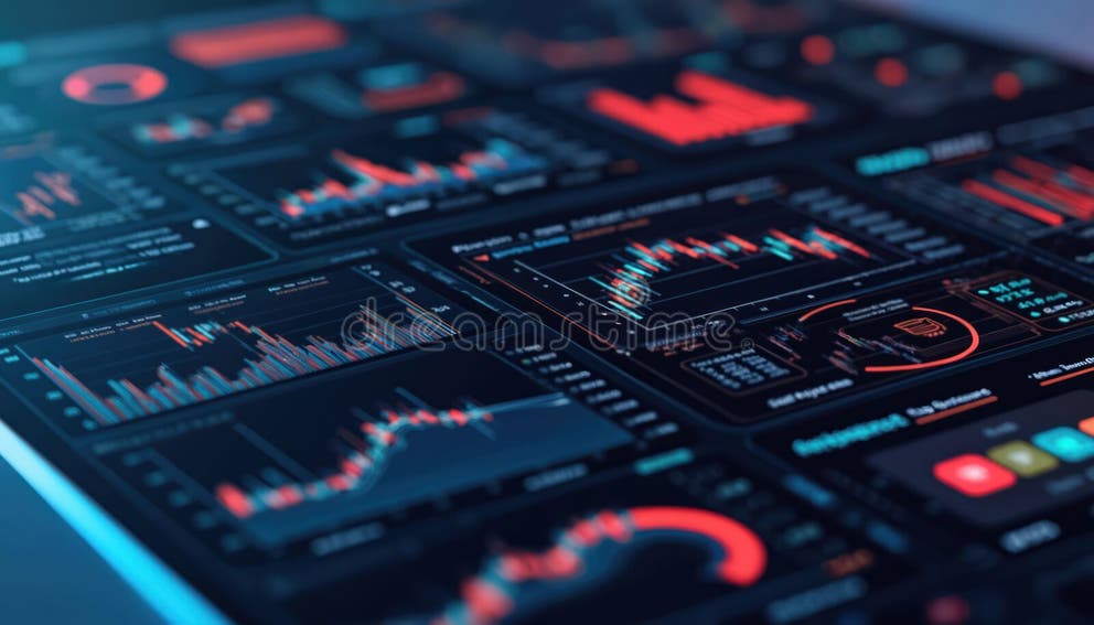 Illustration Displays Computer Dashboard with Various Widgets Icons ...