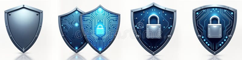 Illustration Displays Three Different Security Shields. Shield Shows ...