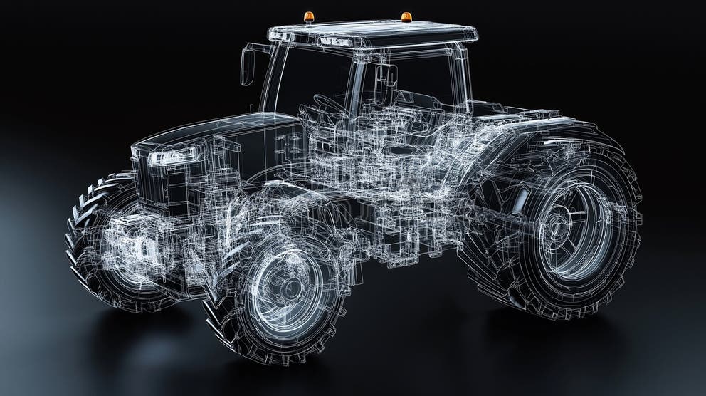 Detailed Transparent Illustration of a Tractor Showcasing Its Internal ...