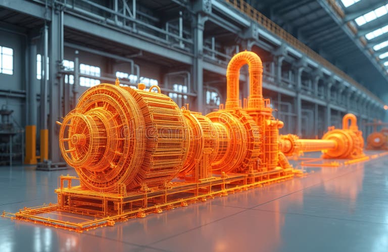 Illustration Displays Virtual Reality Engineering Design. 3D Blueprint ...