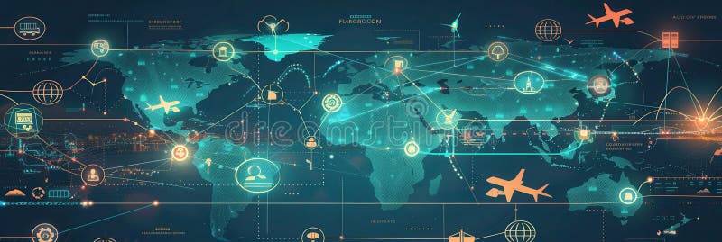 The Illustration Displays a World Map with Emphasized Transport ...