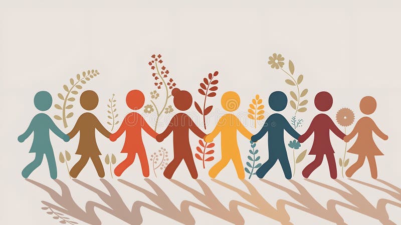 An Illustration of a Diverse Group of Human Silhouettes Holding Hands ...