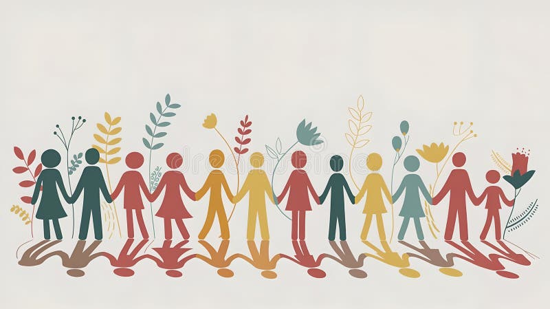 An Illustration of a Diverse Group of Human Silhouettes Holding Hands ...