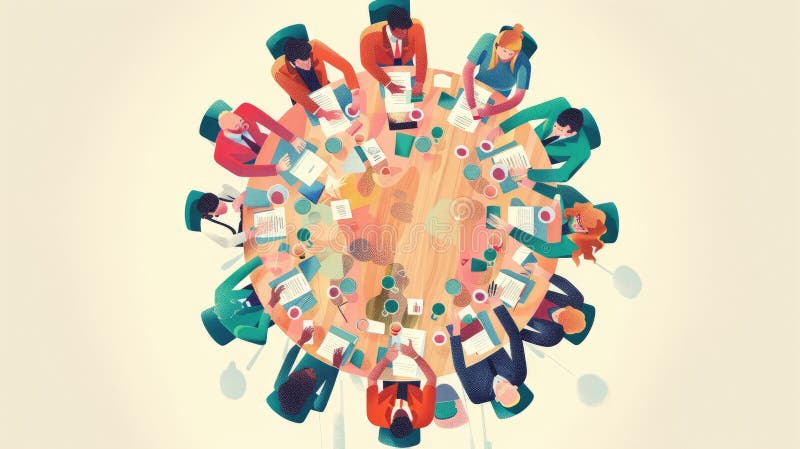 A Diverse Group Engaged in Discussions and Idea Sharing during a Round ...