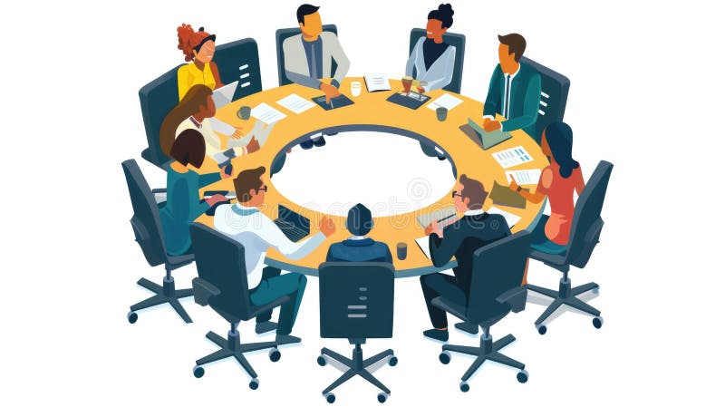 A Diverse Group Engaged in Discussions and Idea Sharing during a Round ...