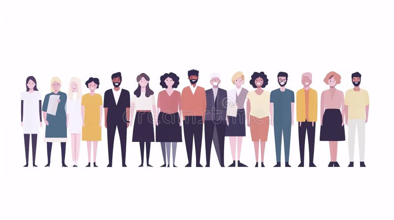 Diverse Group of People Standing Together with Unity Stock Illustration ...