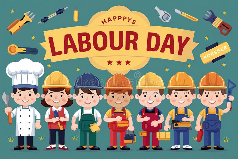 Various Professionals Celebrating Labour Day Together Stock ...