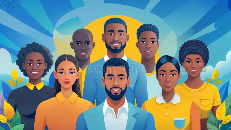 Diverse Group Portrait of Happy People Stock Illustration ...