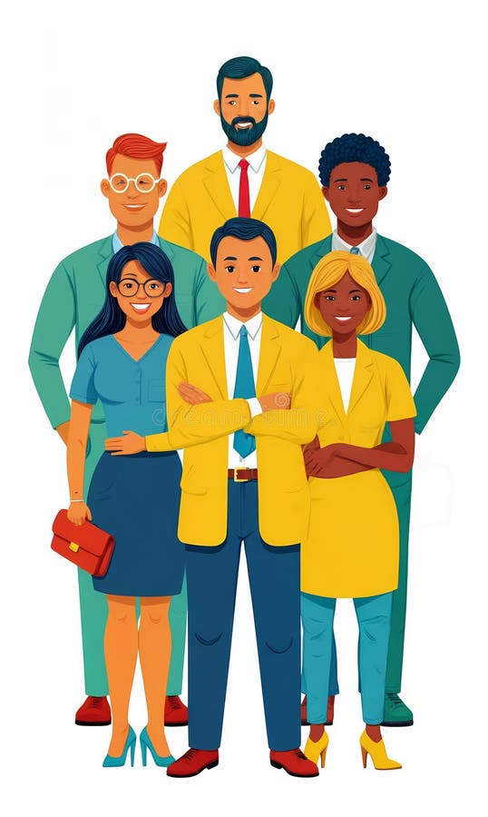 Diverse Group Portrait of Happy People Stock Illustration ...