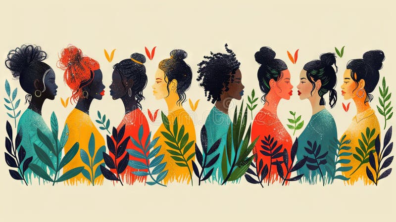 Illustration of a Diverse Group of Women with Different Hairstyles ...