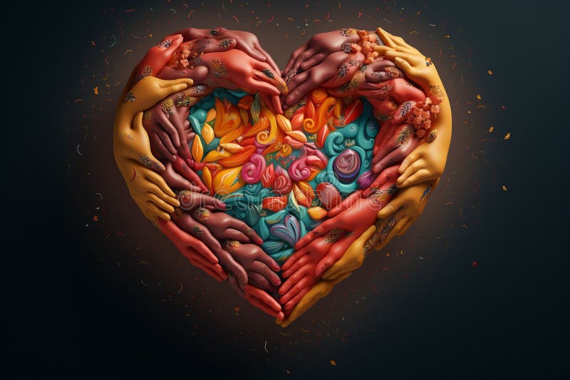 Illustration of Diverse Hands Forming a Heart Stock Illustration ...