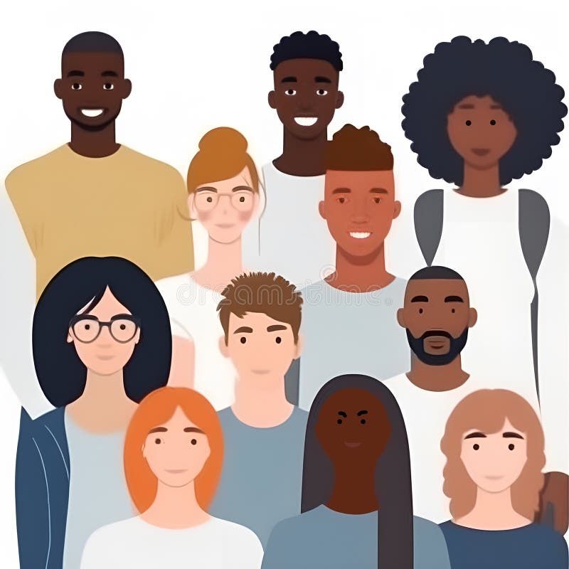 Illustration of a Diverse Multiracial Group of People Stock ...