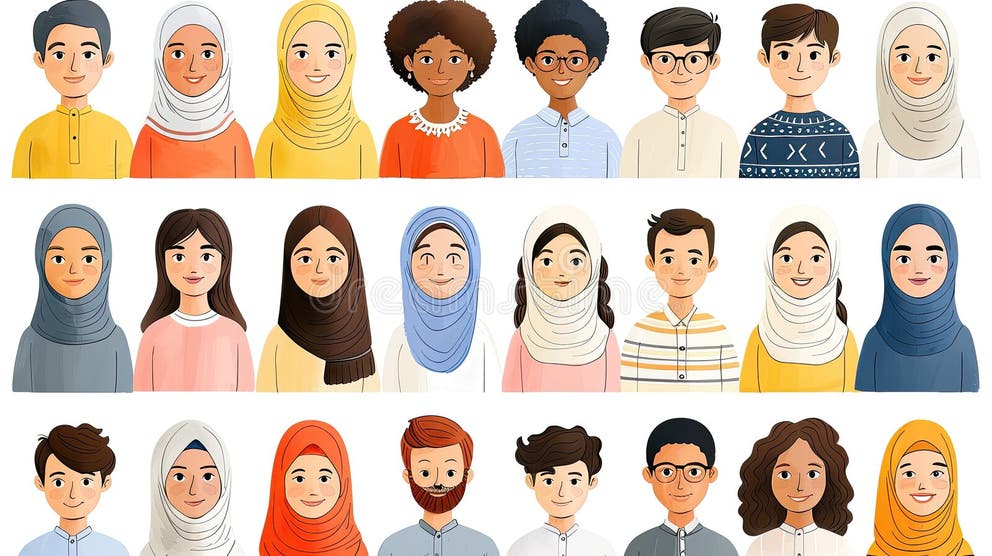 Illustration of Diverse People with Different Ethnic Backgrounds. Stock ...