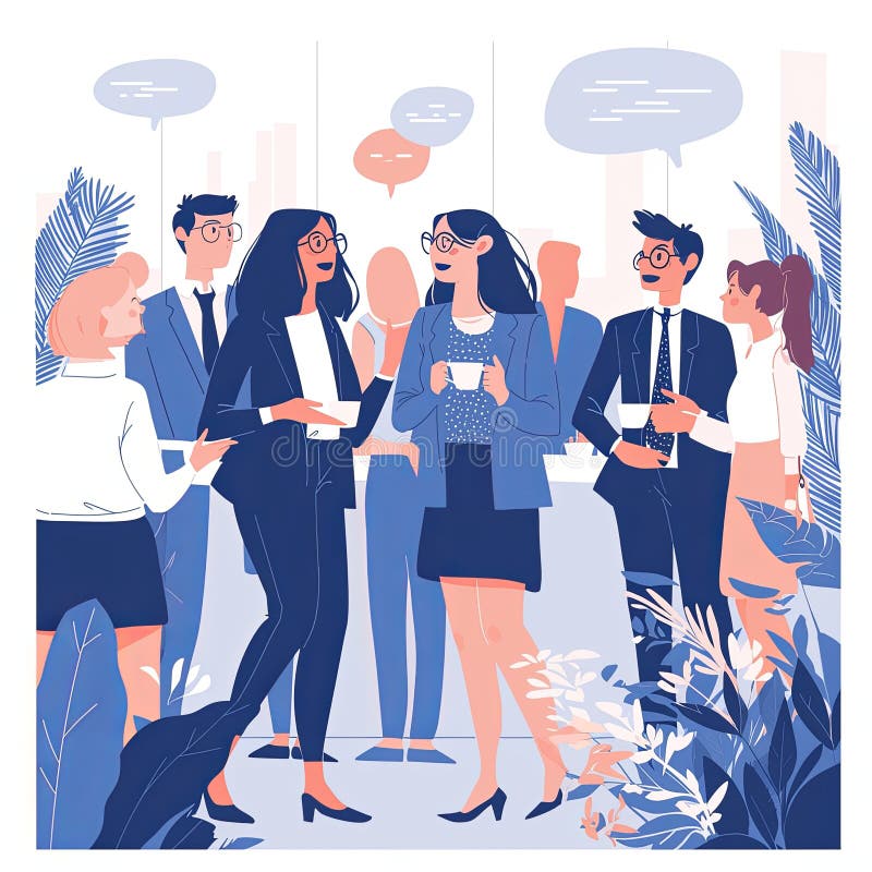 Illustration of Diverse Professionals Interacting during a Coffee Break ...