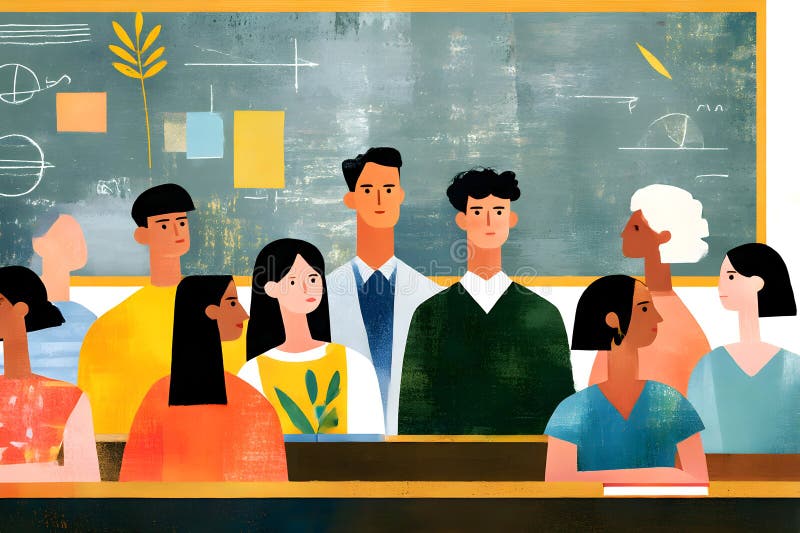 Illustration of Diverse Students Sitting in Classroom in Front of ...