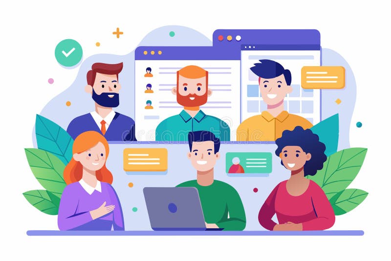 Illustration of Diverse Team Collaborating on Project, Emphasizing ...