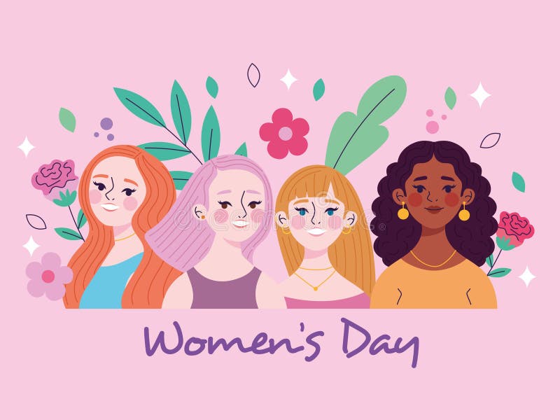 Illustration of Diverse Women Surrounded by Flowers Stock Vector ...
