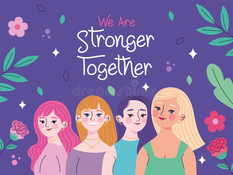 Illustration of Diverse Women Surrounded by Flowers Stock Vector ...