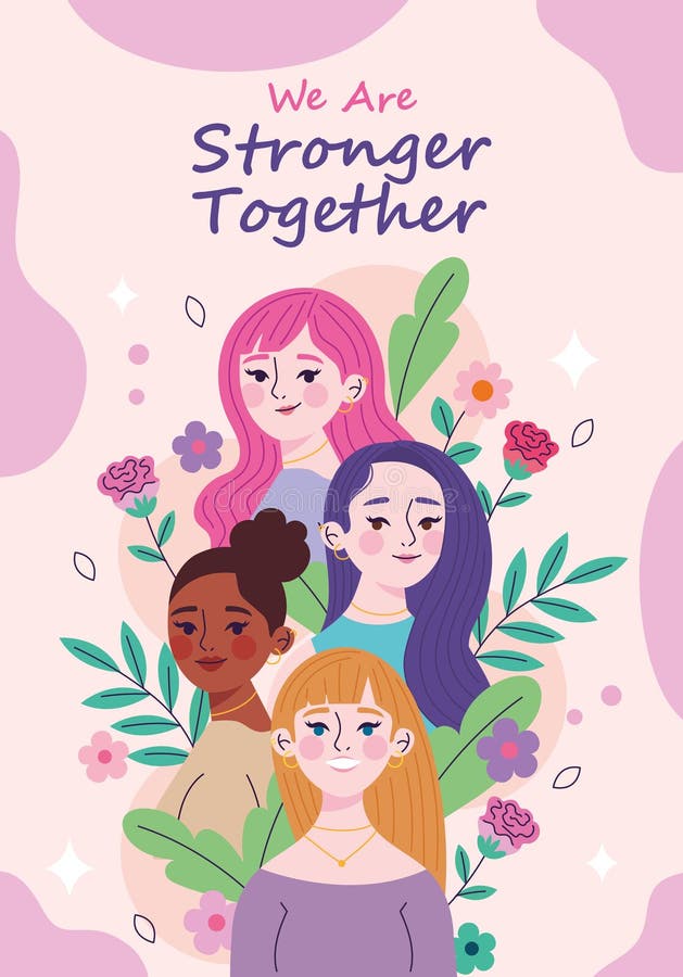 Illustration of Diverse Women Surrounded by Flowers Stock Vector ...