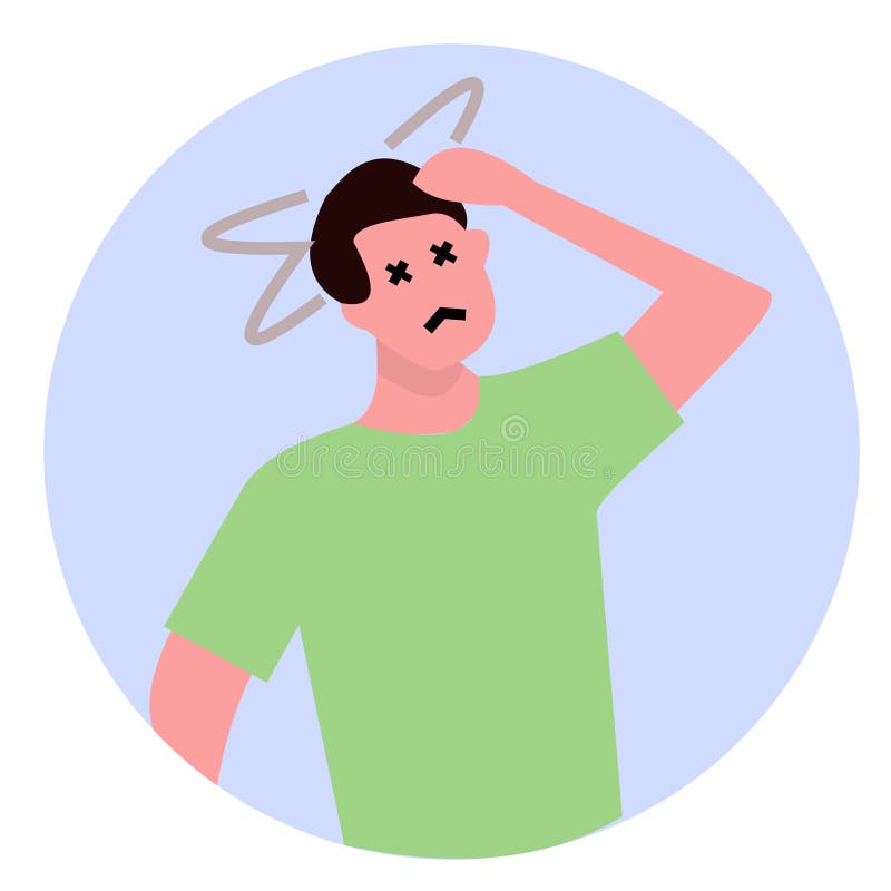 Illustration of Dizzy Man with Eye Visualization Symbolized by X Shape ...