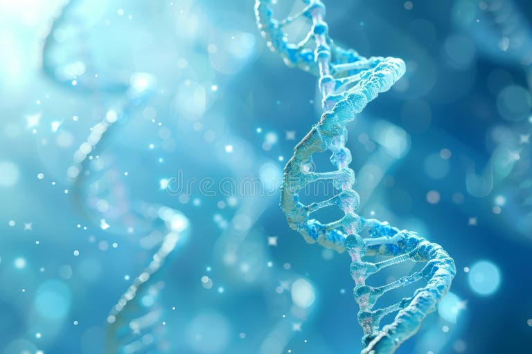 An Illustration of DNA Structure with a Blue Background. Conceptual ...