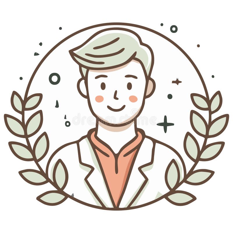 Illustration of a Doctor with Leaf Frame and Smiling Face for Design ...