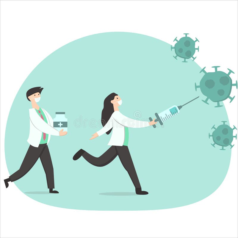 Illustration of Doctors and Nurses Eradicating Infectious Diseases ...