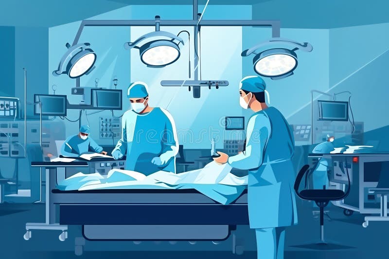 Illustration of Doctors Surgeons Performing Preparation for Surgery in ...