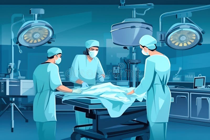 Illustration of Doctors Surgeons Performing Preparation for Surgery in ...