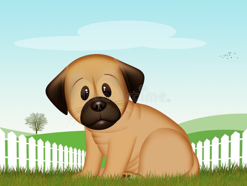 Illustration of Dog in the Grass Stock Illustration - Illustration of ...