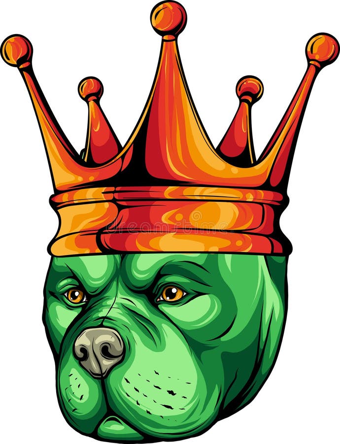 Vector Illustration of Dog Pitbull Head in the Crown Stock Illustration ...