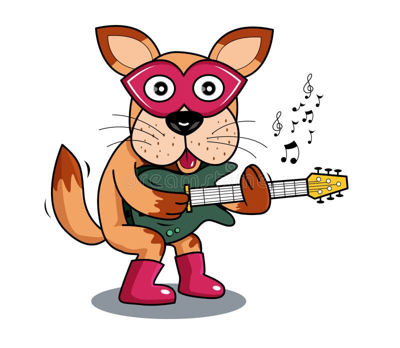 Illustration Dog Playing Electric Guitar Stock Vector - Illustration of ...