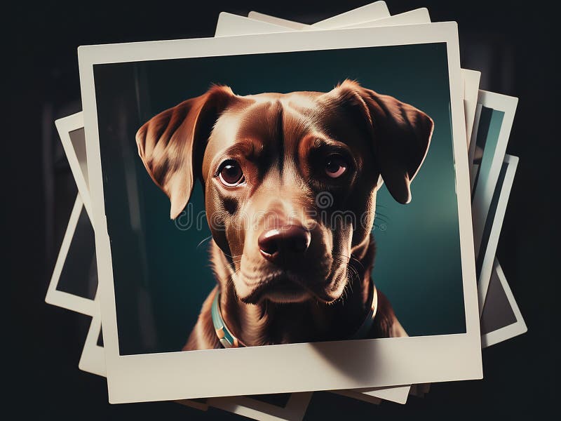 An Illustration of Dog a Polaroid with the Same Face on the Screen, in ...