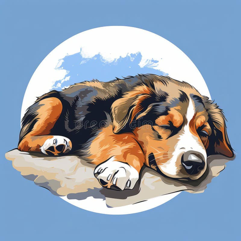 An Illustration of a Dog Sleeping on a Rock Stock Illustration ...